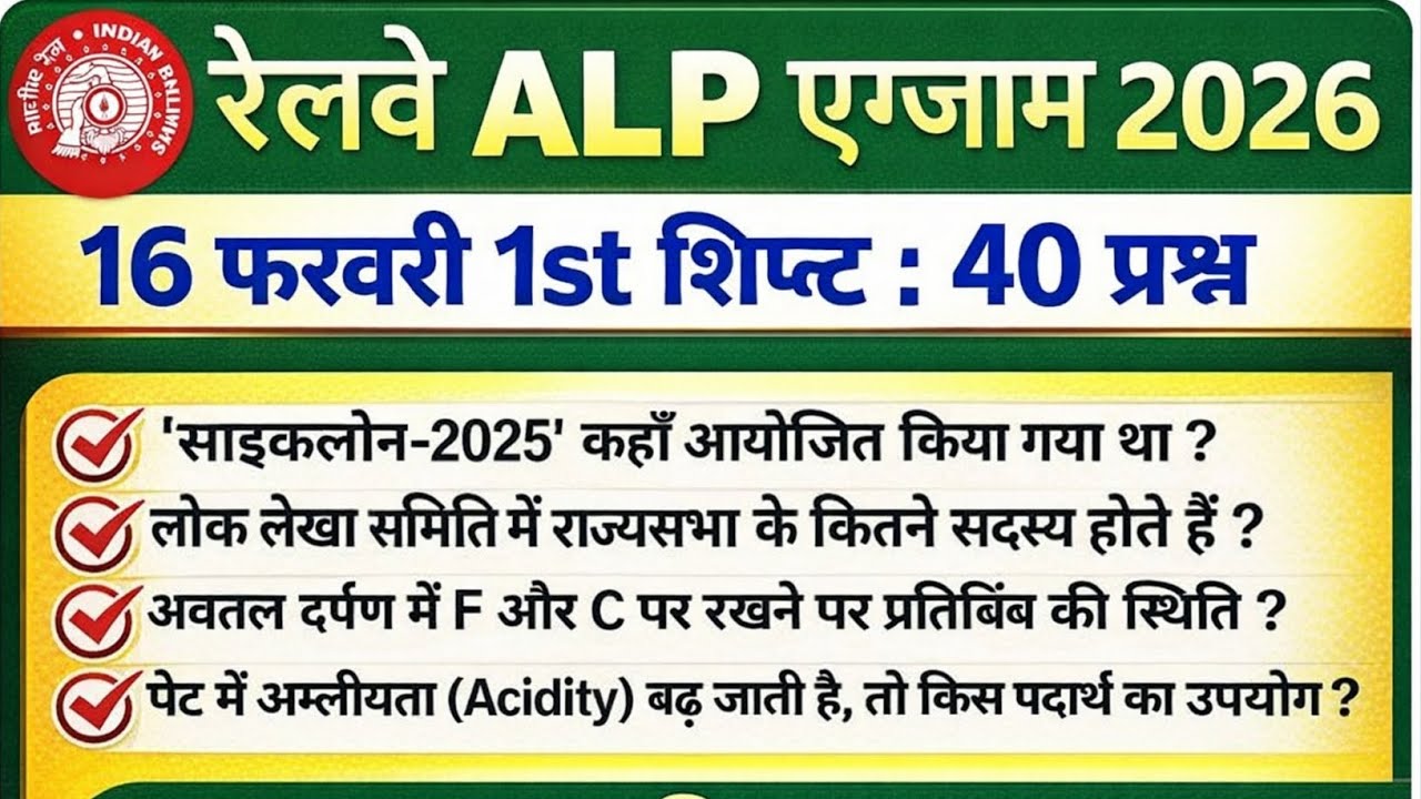 RRB ALP Review 1st Shift 16 February 2026 | RRB ALP Exam Analysis today ...