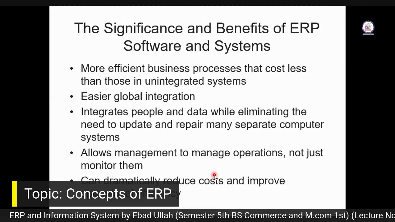 ERP and Information System by Ebad Ullah - YouTube