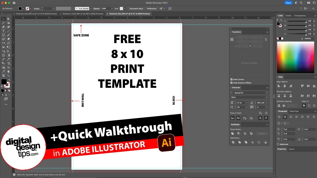 Free 8x10 Print Template in Illustrator (Portrait Layout with Bleed ...