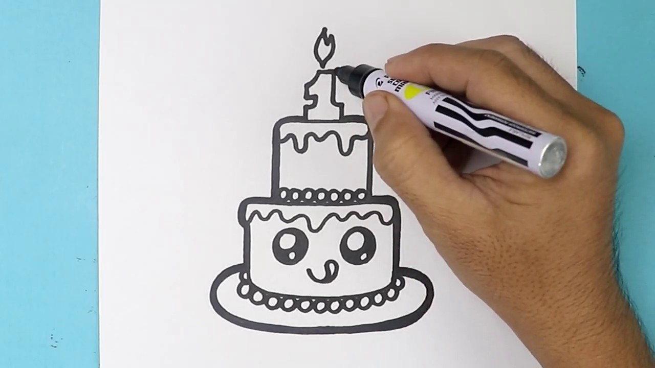 How to DRAW A CAKE Step by step - YouTube