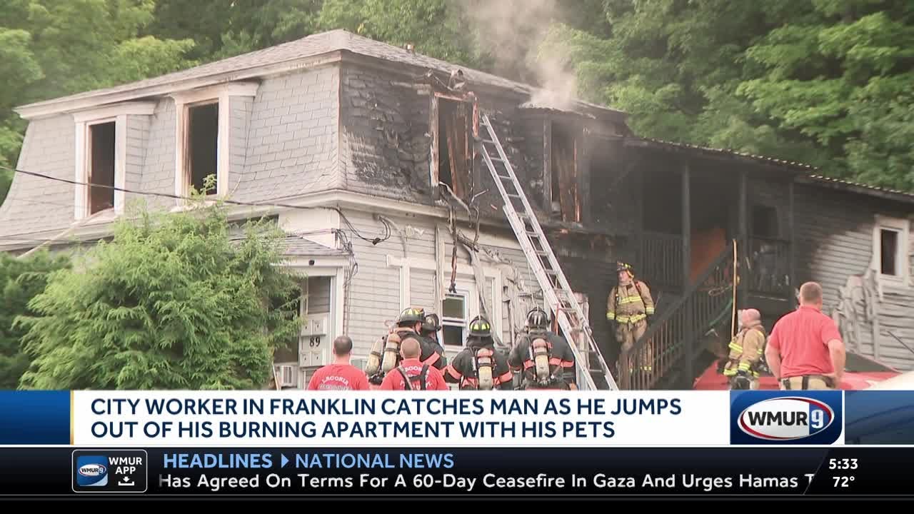Man jumps from window to escape fire in Franklin - YouTube
