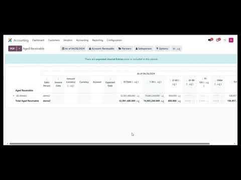 Odoo Aged Receivable Report Filter per salesperson #odoo18 فلترة تقيرير أعمار المديمونية ...