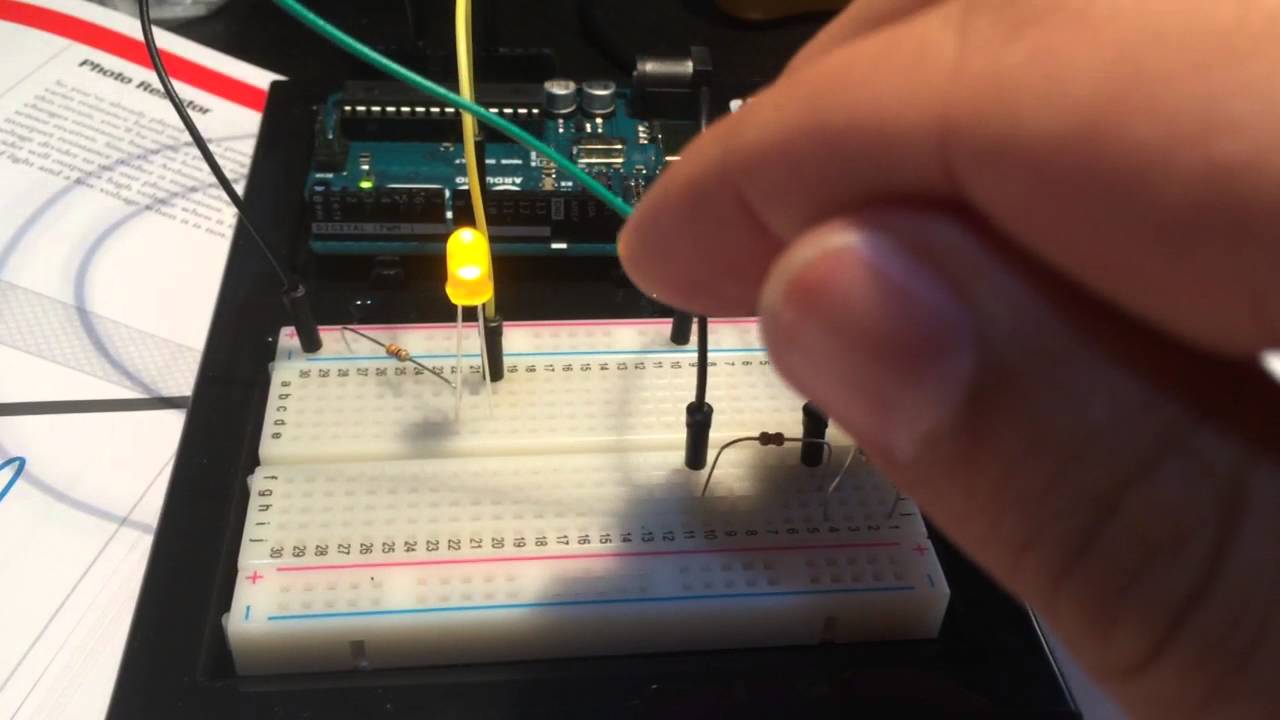 Arduino simple circuit with photoresistor - YouTube