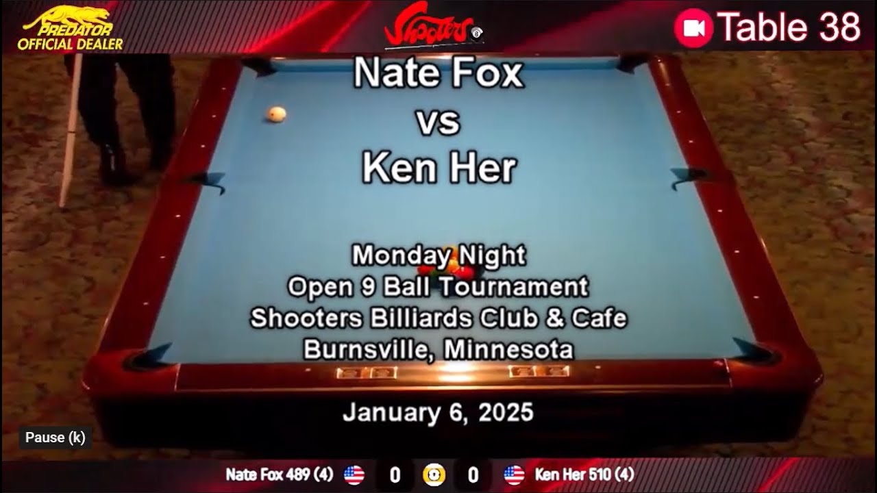 Nate Fox vs Ken Hur - Live stream billiards pool match #condensedpool # ...