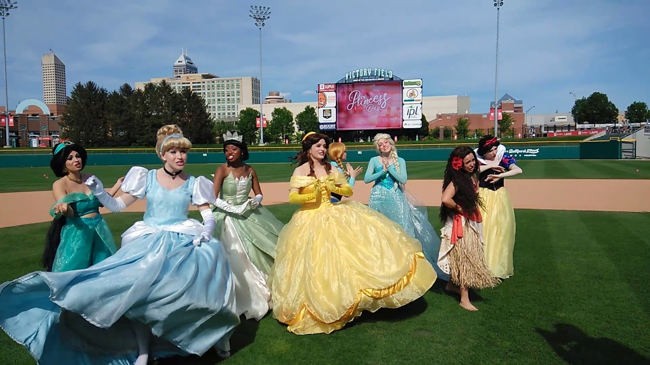 Princesses sing "Take Me Out To The Ballgame" at Victory Field ...