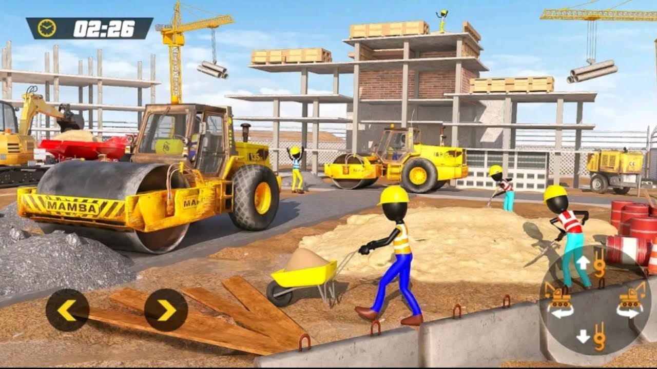 Stickman Road Construction | Road Roller Mod City Construction Game ...