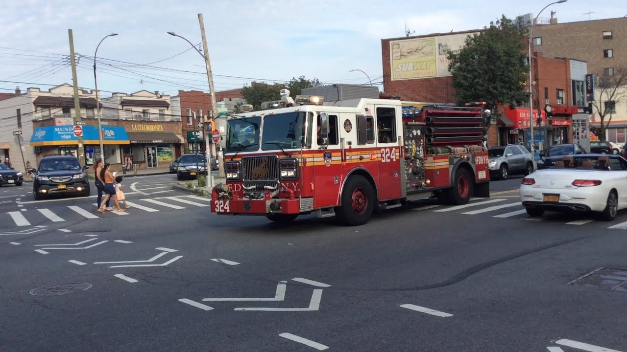 FDNY Engine 324 using rumbler siren while responding - YouTube