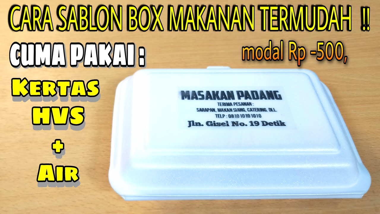 Cara Sablon Box Makanan Termudah !! - YouTube