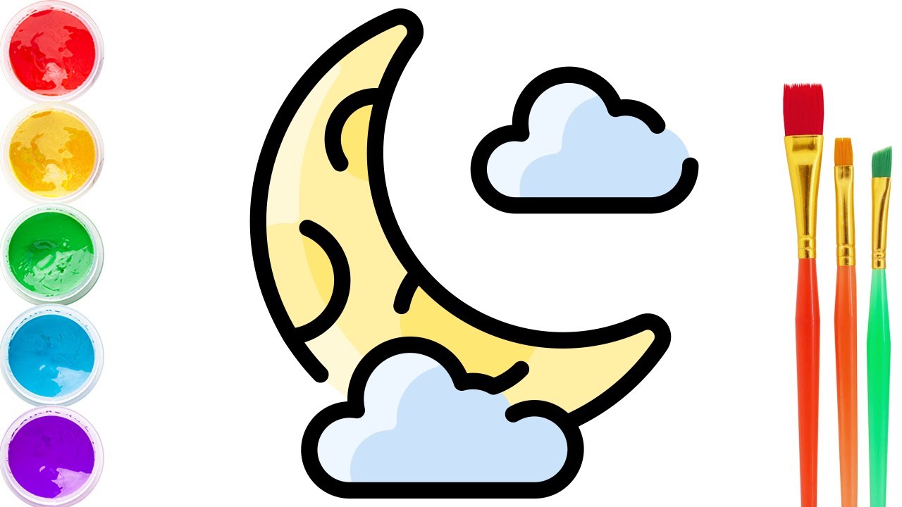 Bolalar uchun oy va bulutlarning rasmlari / Drawing of the moon and ...