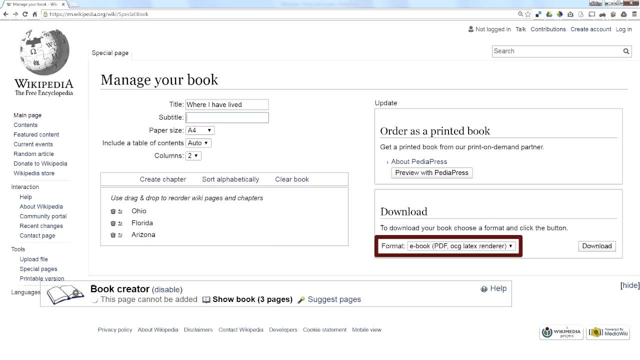 Wikipedia - Create a book - YouTube