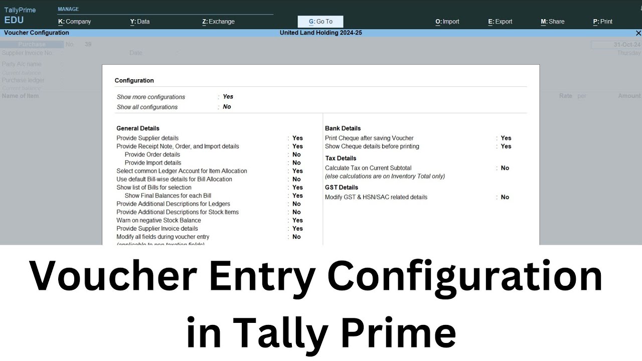 How to Enter Date Before Invoice Number in Tally Prime | Voucher Entry ...