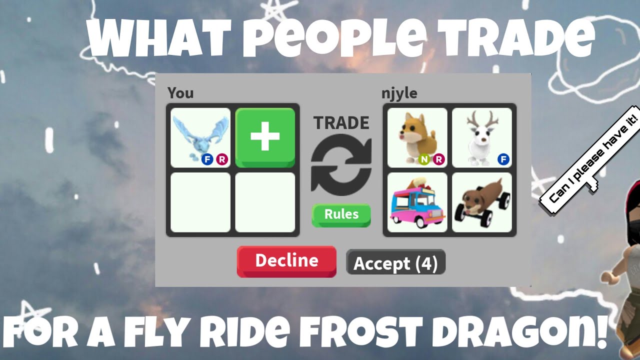 What People Trade For A Fly Ride Frost Dragon! | Adopt Me | Roblox ...
