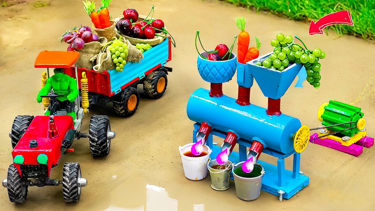diy tractor Fruit Juice Machine mini science project | Homemade tractor ...