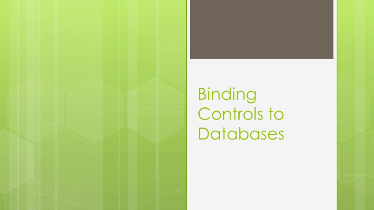 Binding Controls to Databases - YouTube