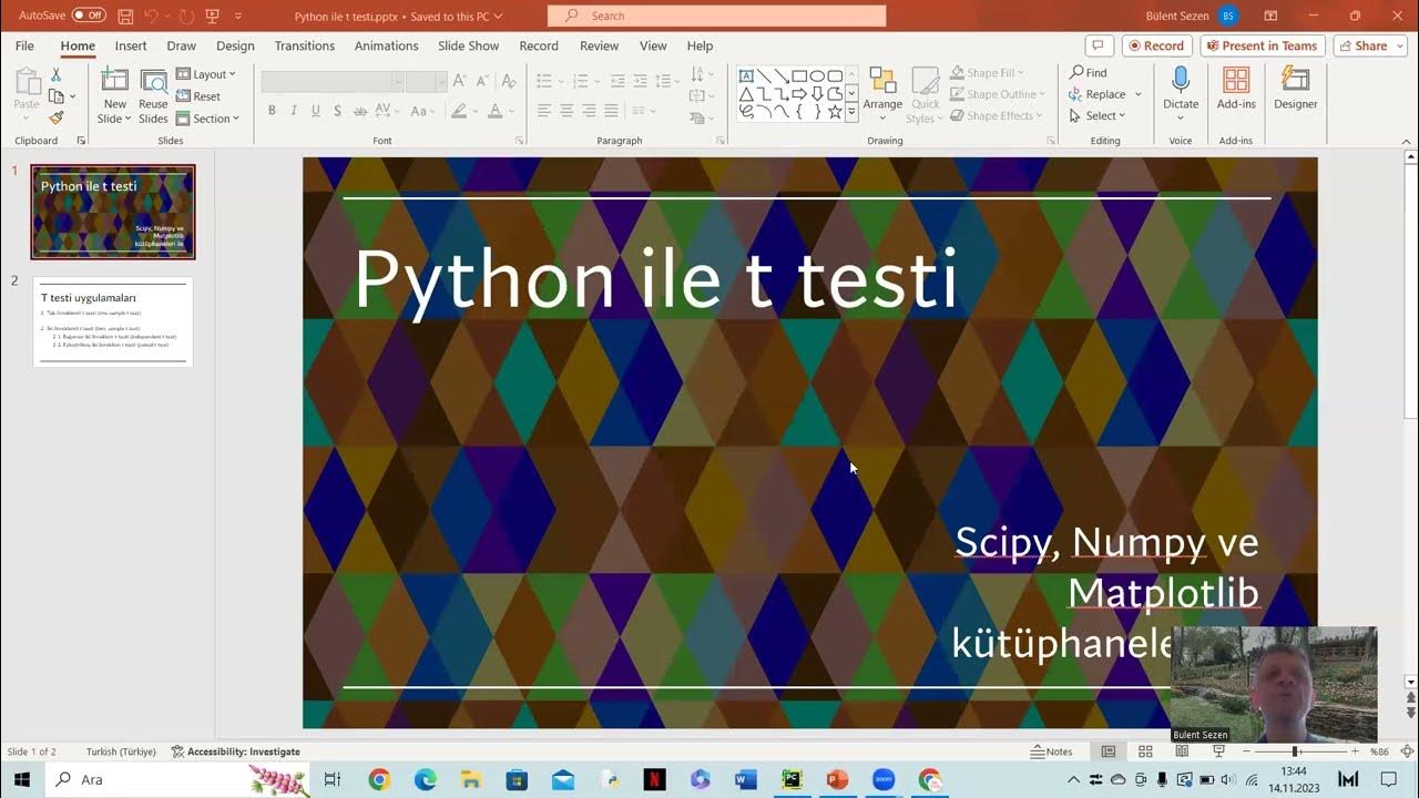 Python ile t testi uygulamaları- tek örneklem - bağımsız iki örneklem ...