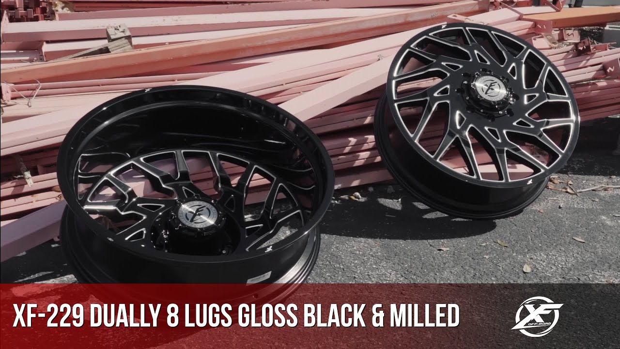 XF Off-Road Wheel: XF-229 Dually 8 Lugs Gloss Black & Milled - YouTube