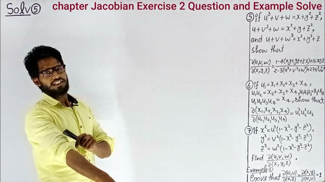 Jacobian chapter | Exercise 2 Question & Example Solve | BSc 1st year maths | Jacobian BSc maths ...