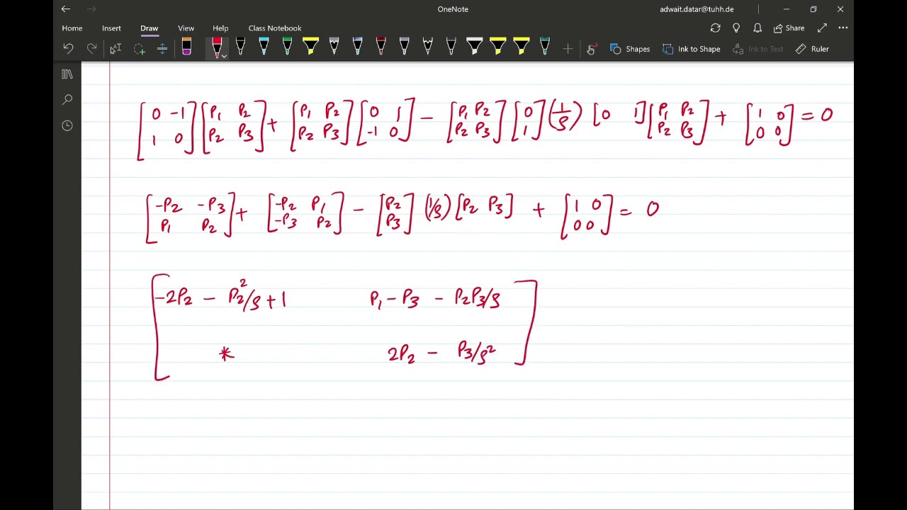 Problem 7 1 Solution by Pen And Paper Of The Algebraic Riccati