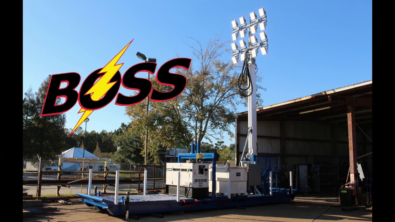 Boss LED 65' Skid Mounted Stadium Light Tower - Oilfield Project - YouTube