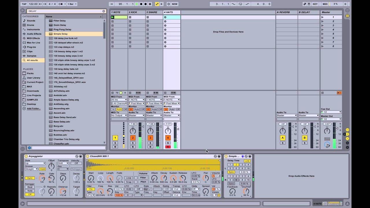 Ableton Live - Generative Drums and Rhythmic Delay Macros - YouTube