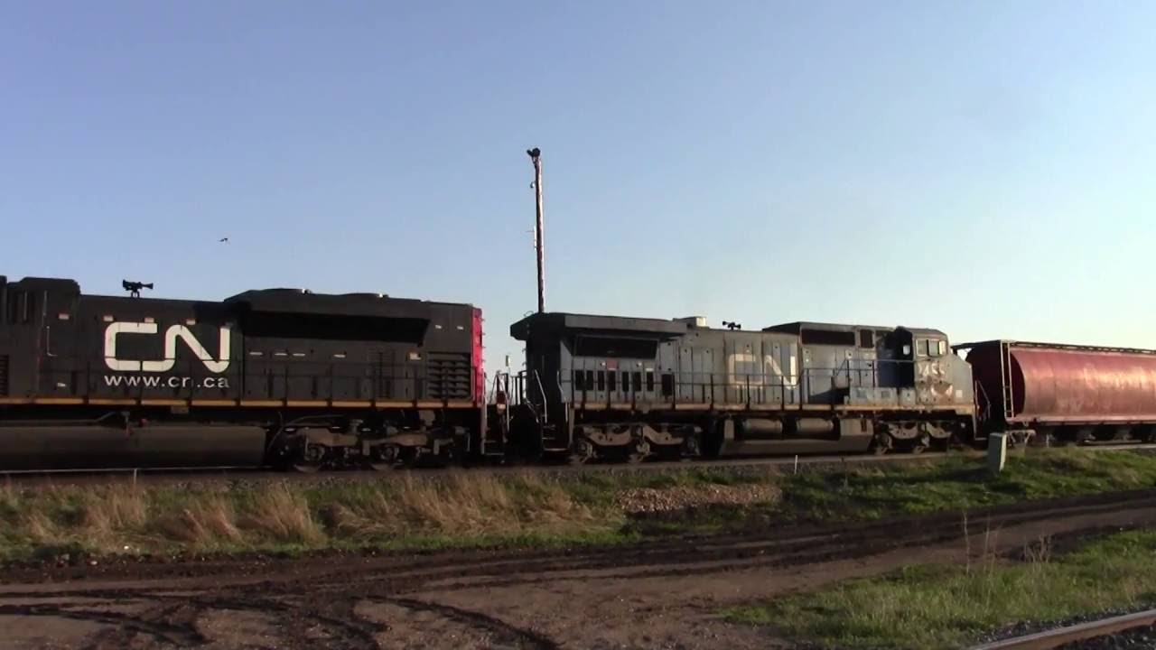 BLUE DEVIL!! CN 8871 & IC 2455 Leads CN 808 East At Clover Bar AB - YouTube