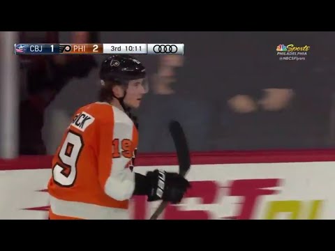 Nolan Patrick Goal - Philadelphia Flyers vs Columbus Blue Jackets 2/22 ...