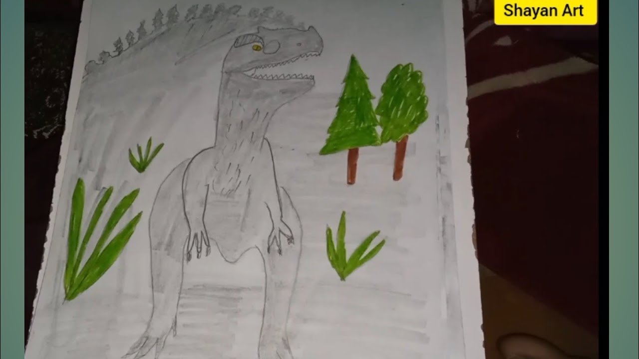 Draw T-Rex Dinosaur Drawing . Draw for kids | Shayan Art - YouTube