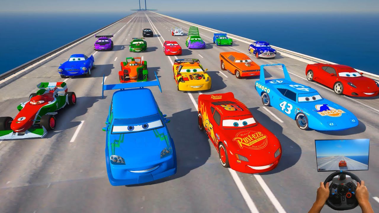 Race All Cars 2 Crazy Track McQueen VS The King Snot Rod Boost Wingo DJ ...