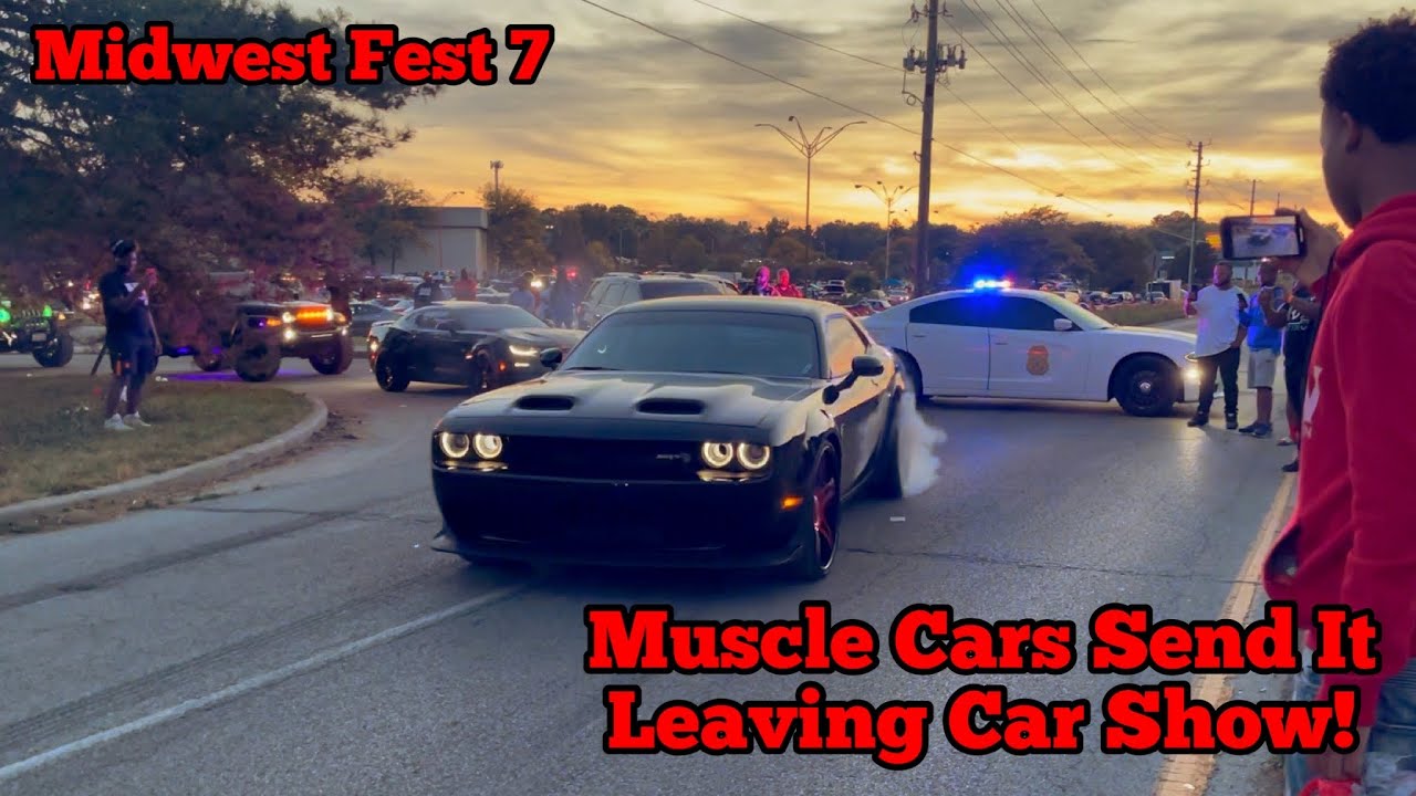 Custom Muscle Cars SEND IT Leaving Car Show! (Midwest Fest 7) - YouTube