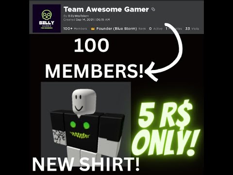 MY NEW 100 MEMBERS SPECIAL SHIRT! (5 ROBUX ONLY!) | Roblox - YouTube