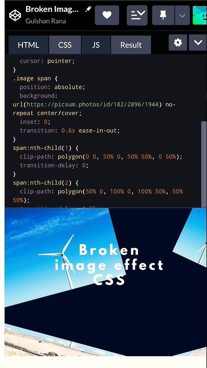 image broken css effect #learncss #coding #cssanimation #youtubeshorts #shorts #csseffects - YouTube