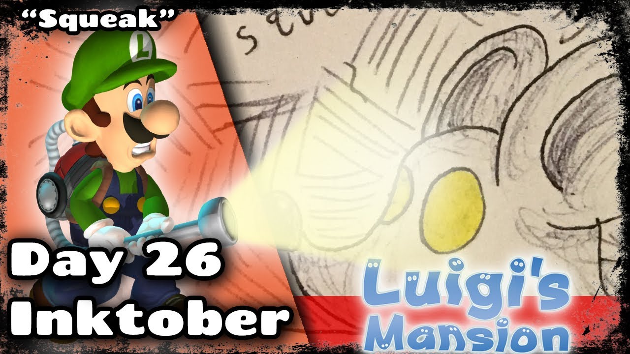 Gold Mouse! │ Luigi's Mansion Drawing Time Lapse │ Inktober Day 26 ...