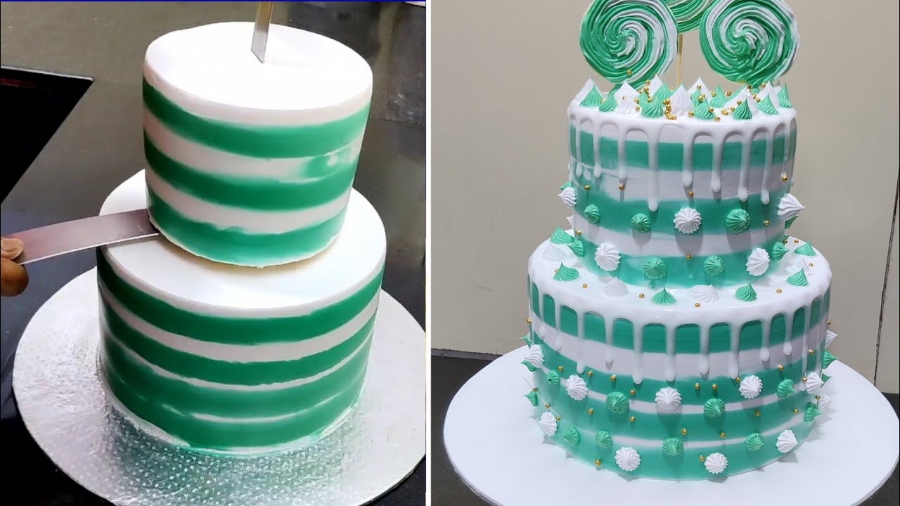 So Tasty cake Decorating | Two Step Cake Design | Full Nozzel Design ...