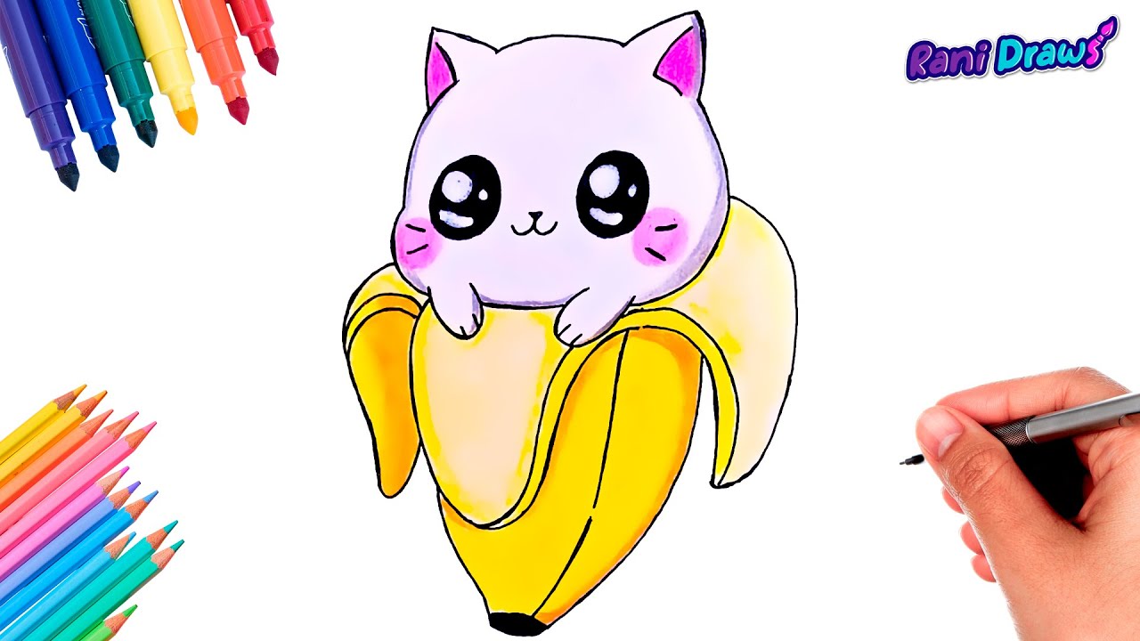 Cómo dibujar a BANANYA (GATO dentro de una banana) - FÁCIL - YouTube