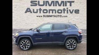 2018 JEEP COMPASS LIMITED VISTA ROOF JAZZ BLUE PEARL WALK AROUND REVIEW 8J445A SOLD! SUMMITAUTO.com