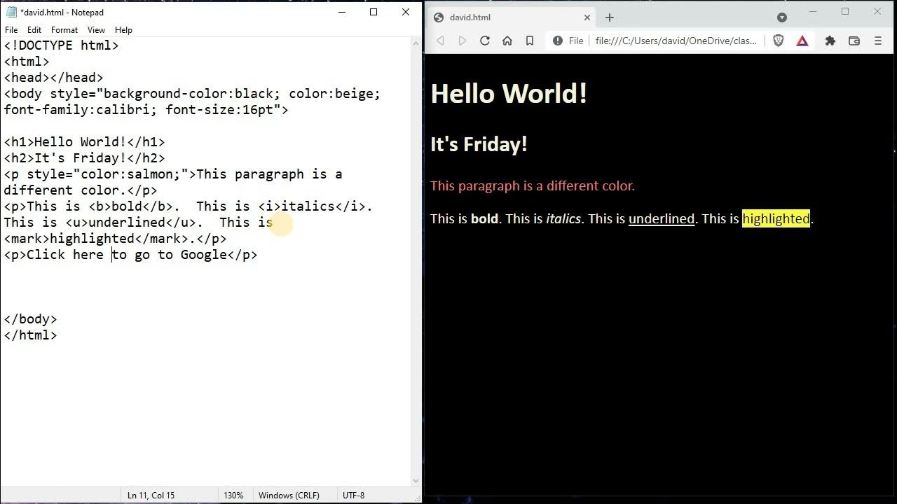 Creating a simple HTML page with hyperlinks, images and sound. - YouTube