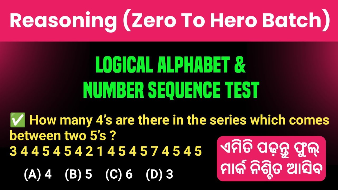 Reasoning (Logical Alphabet & Number Sequence Test) | Zero To Hero ...
