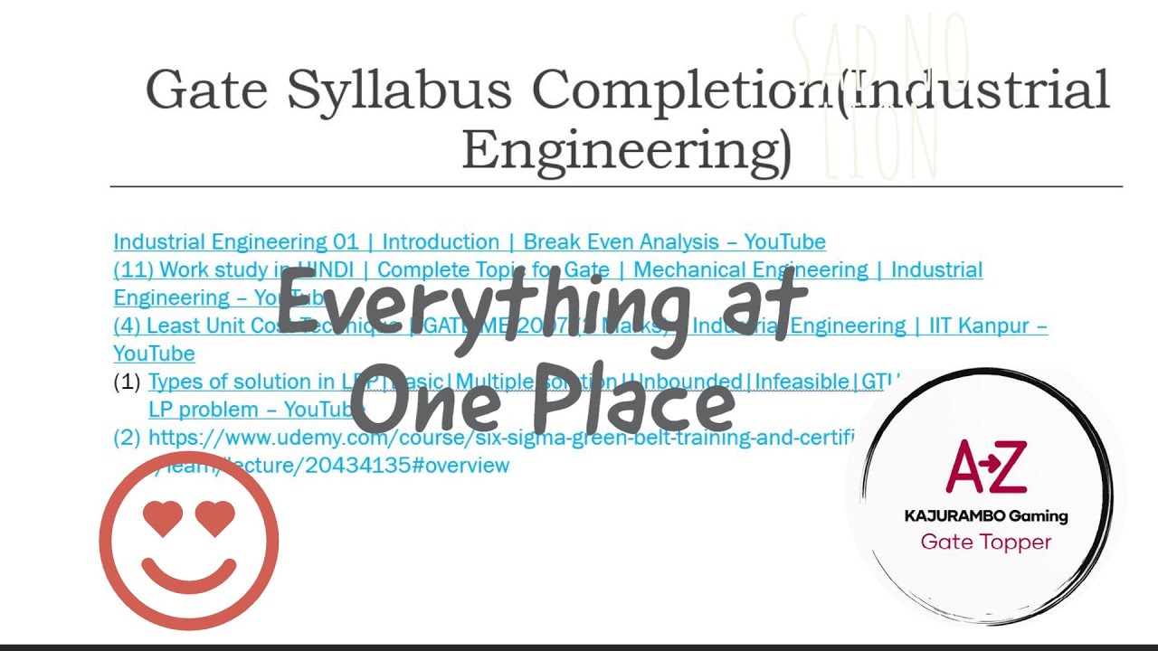 Gate 2022 Syllabus Completion- Industrial Engineering - YouTube