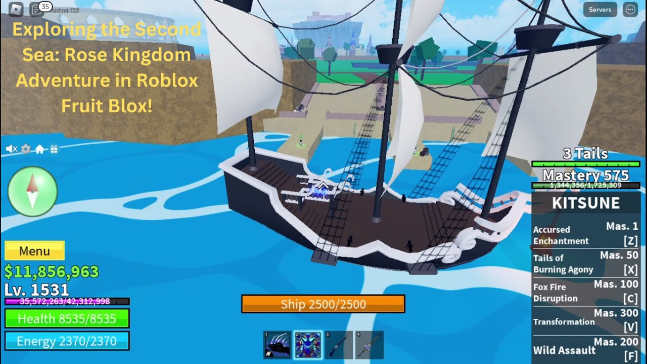 🌹 Exploring the Second Sea: Rose Kingdom Adventure in Roblox Fruit Blox ...