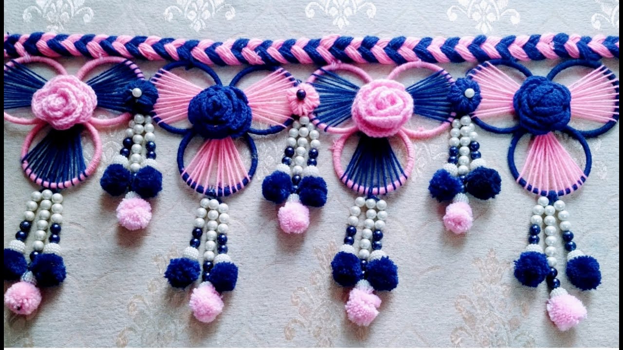 How to make a beautiful toran/old bangles,wool and beads - YouTube