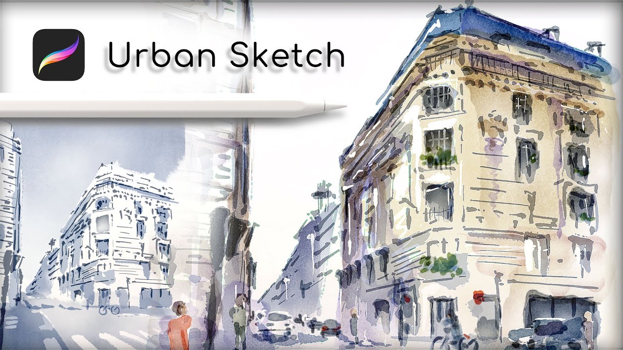 Urban Sketch | Watercolor | Procreate - YouTube