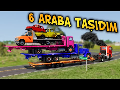 ARABALARI ÜST ÜSTE TAŞIDIM // 6 ARABA TAŞIDIM // ÇEKİCİ TADINDA  // BeamNG.drive
