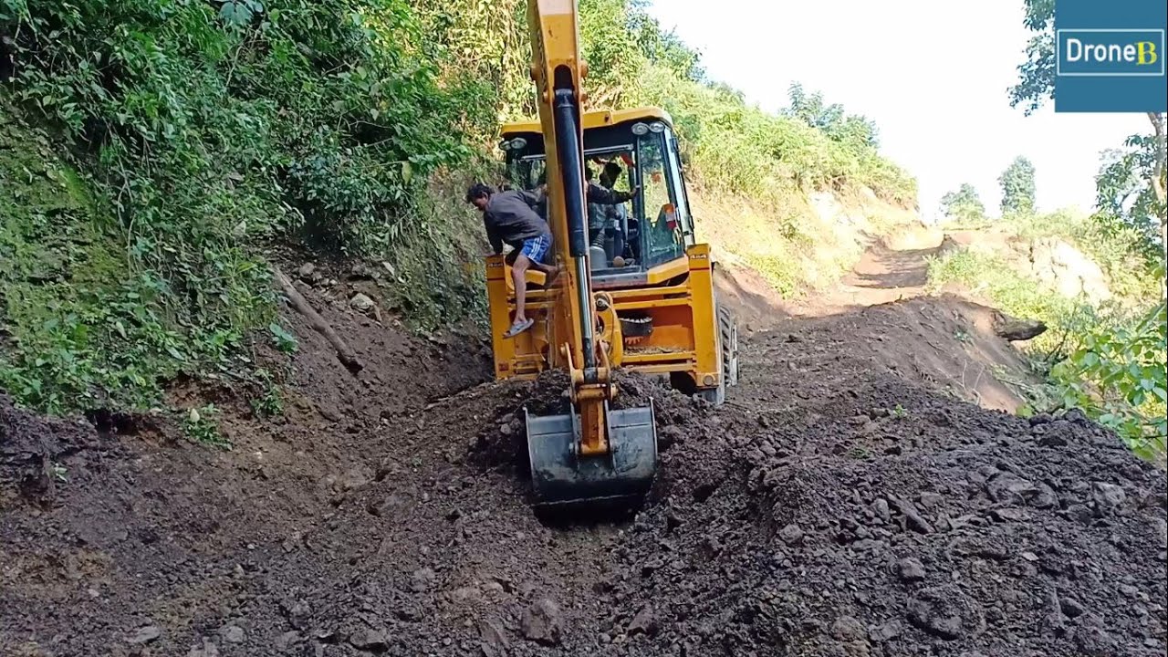 Hill Development Work-JCB Backhoe Loader-Road Construction - YouTube