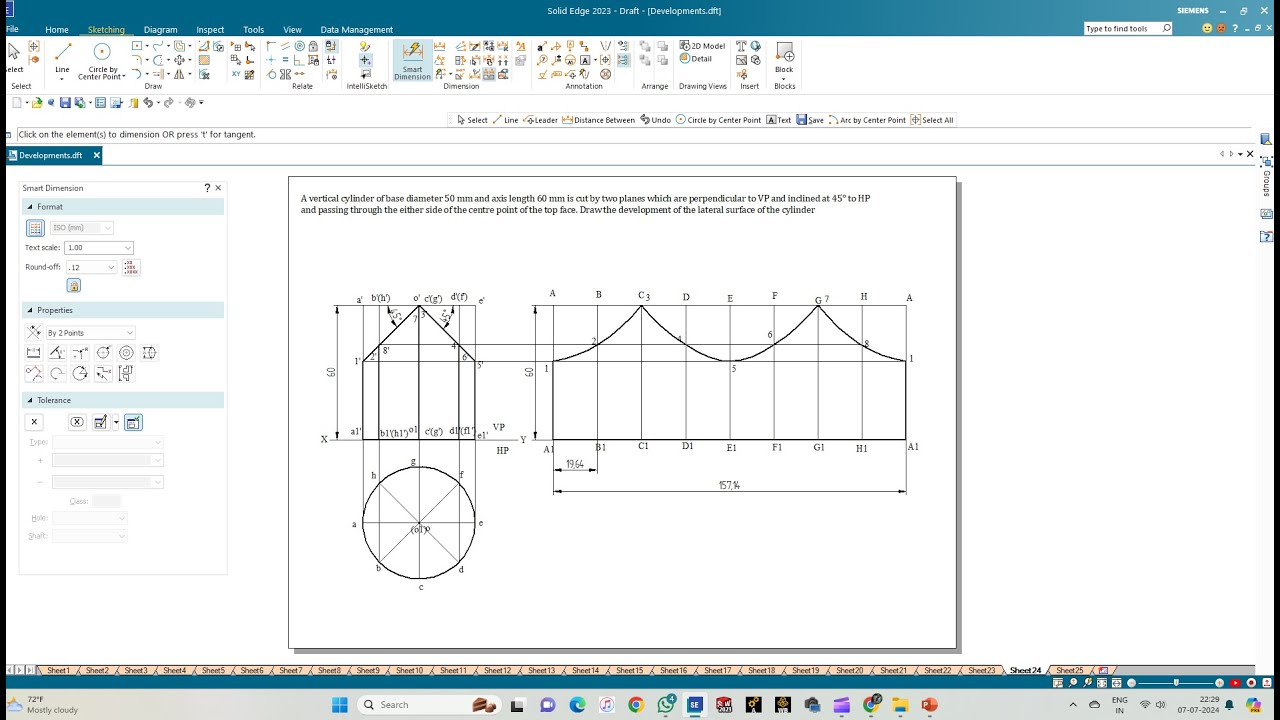 Development of Lateral Surfaces of Solids- Cylinder 02 - YouTube