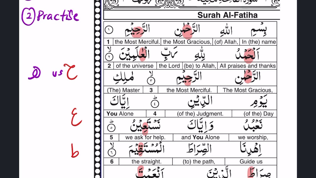 Al Fatiha pronunciation part 2 - YouTube