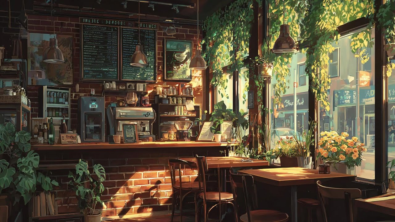 Relaxing Lo-Fi Green Coffee Shop Ambience – Focus & Cafe Vibes - YouTube