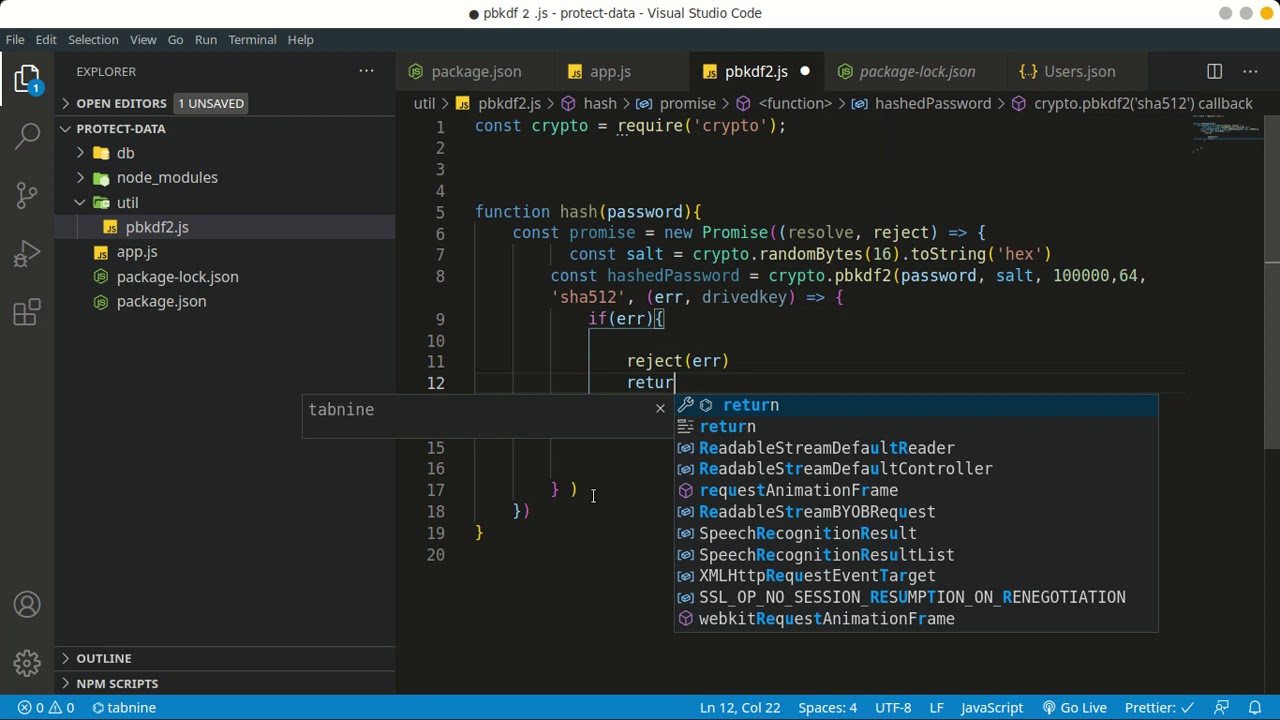 Hash A Password With Pbkdf2 Nodejs 1 Arabic Youtube