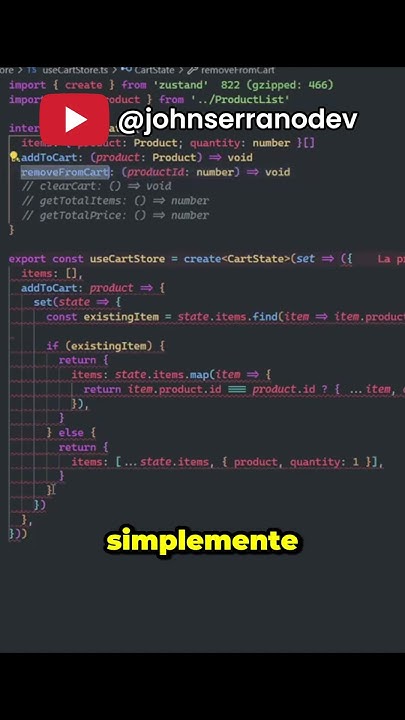 Descubre cómo añadir y eliminar productos de un carrito de compras usando Zustand en React - YouTube