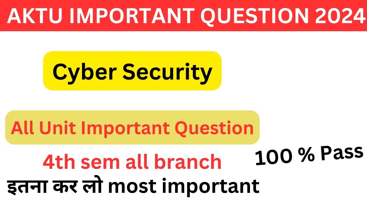 Cyber Security All 5 Units Important Questions B.Tech AKTU 2nd Year All ...