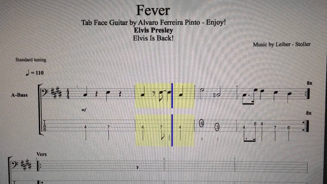 Fever Elvis Presley Cool Bass Riff Enjoy! TabFaceGuitar - YouTube